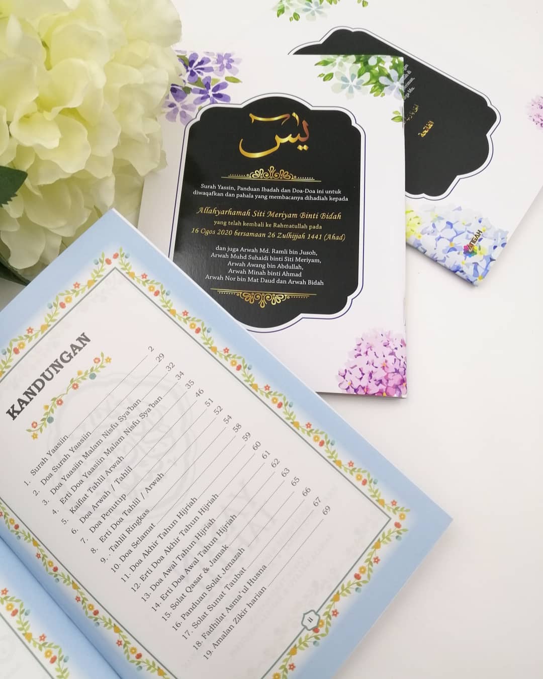 Buku Yasin Custom Cover Nama Arwah, Wording serta Doa Pilihan | BUKU ...